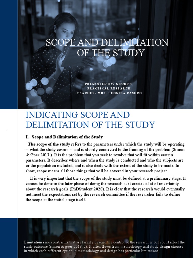 Scope and Delimitation in Research | PDF | Survey Methodology | Social ...