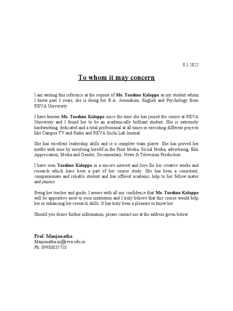 Reference Letter | PDF