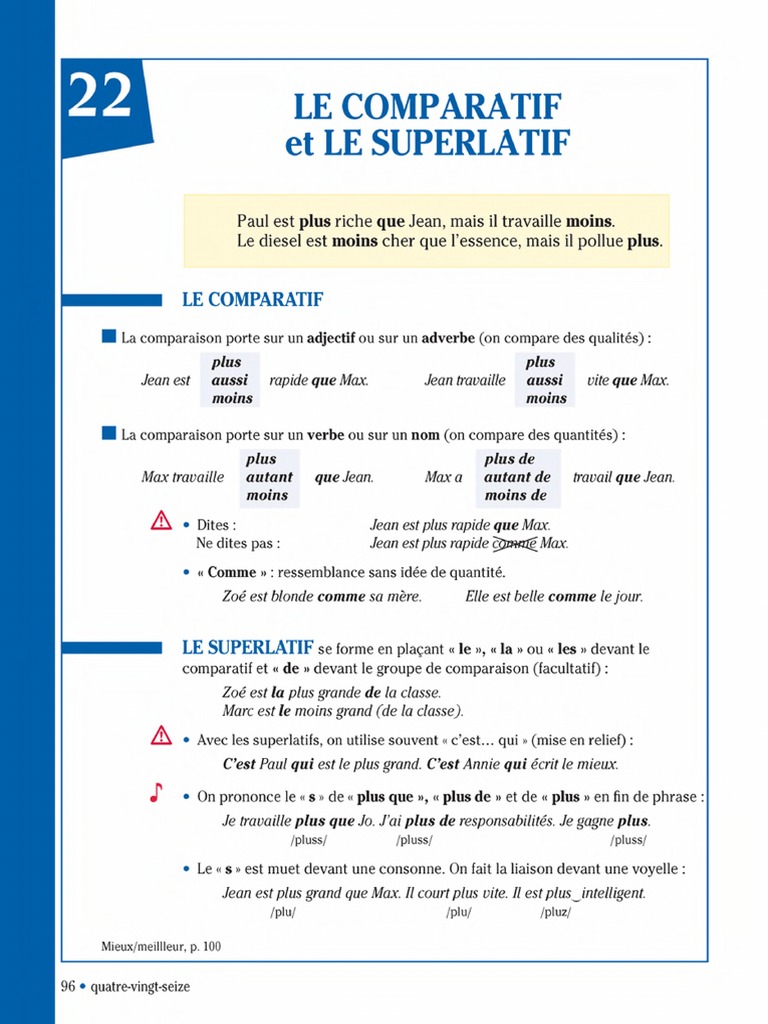 Le Comparatif Et Le Superlatif | PDF