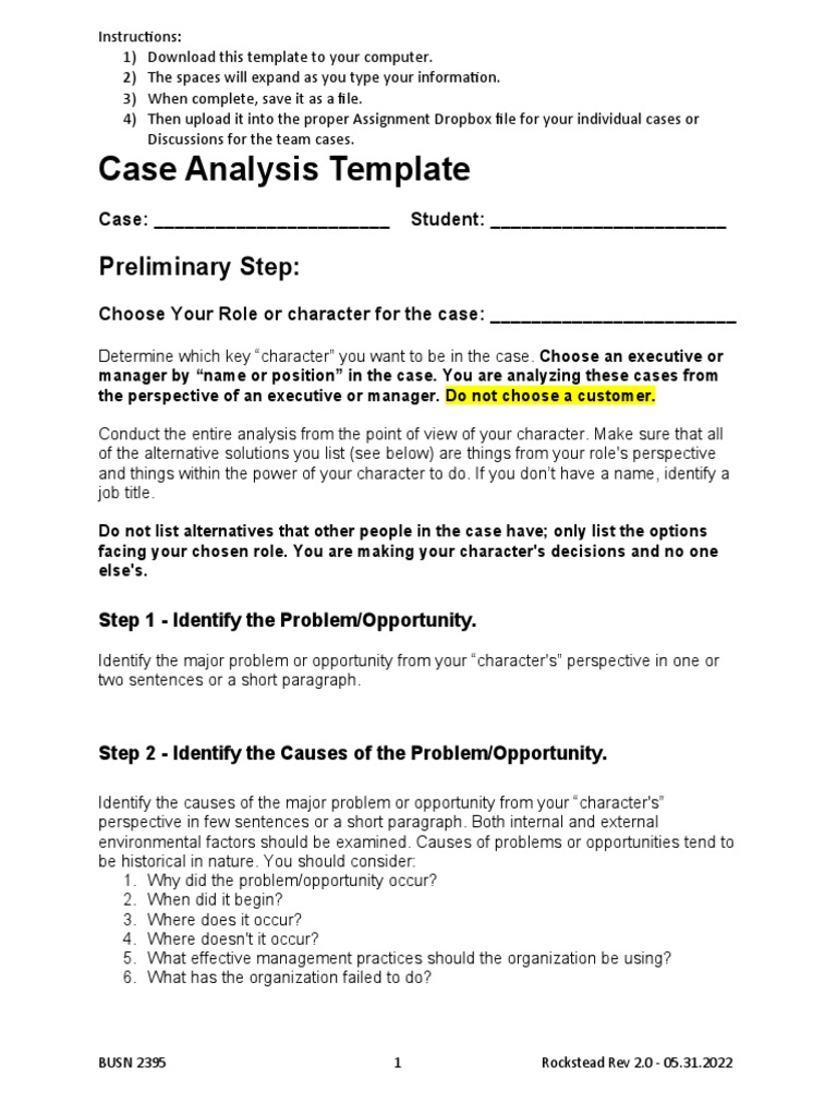 Case Analysis Template Rev 22M1 | PDF