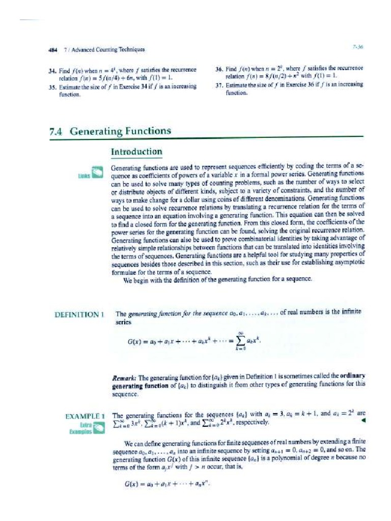 Generating Functions | PDF Generating Functions | PDF