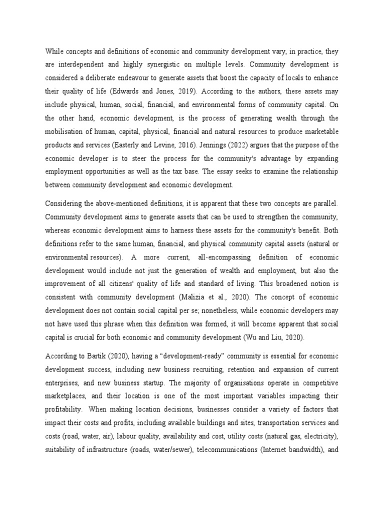 Community and Economic Development | PDF | Economic Development | Labour Economics