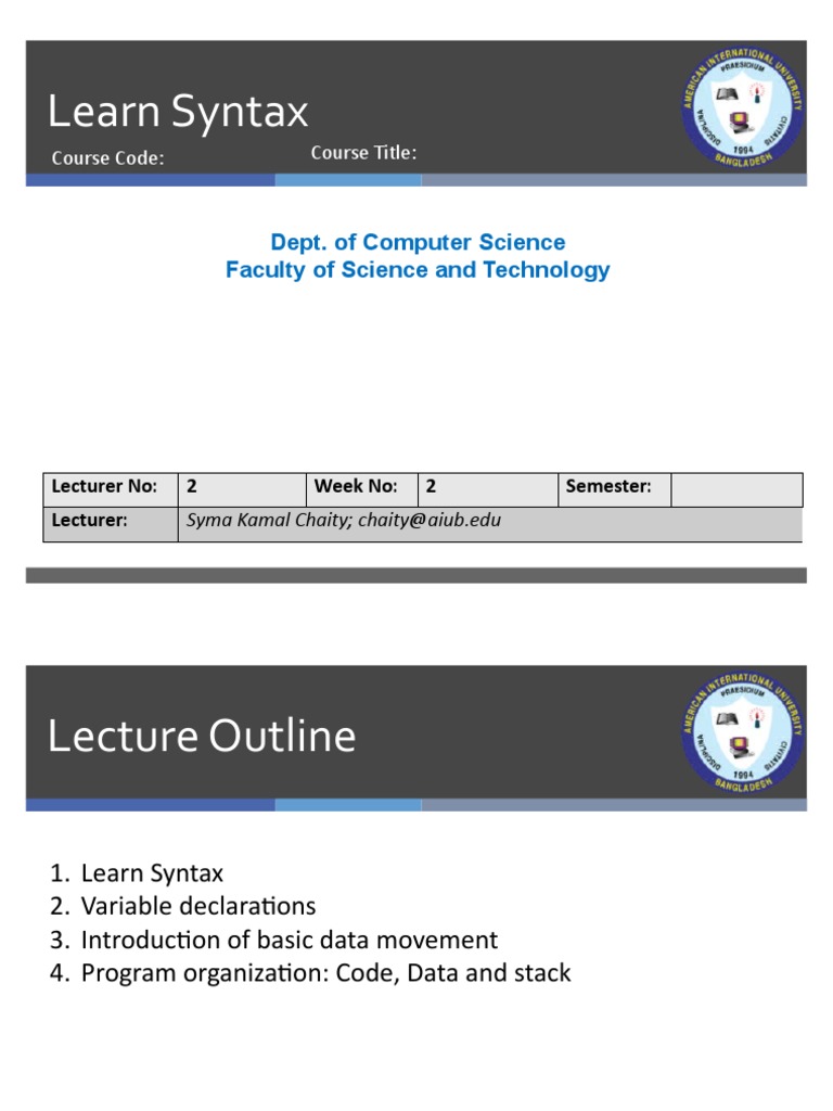 Lab Lecture 2 Pdf Assembly Language Computer Data 