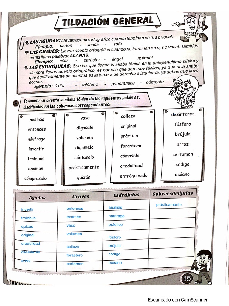 CLASESE de Palabras y Tildacion Gene 1° Repaso | PDF