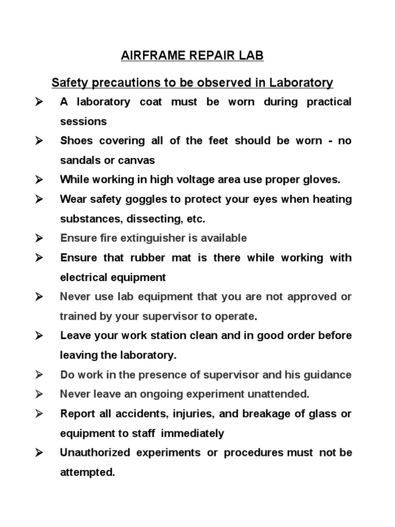 General Safety Precaution Asr Lab Size - A1 | PDF