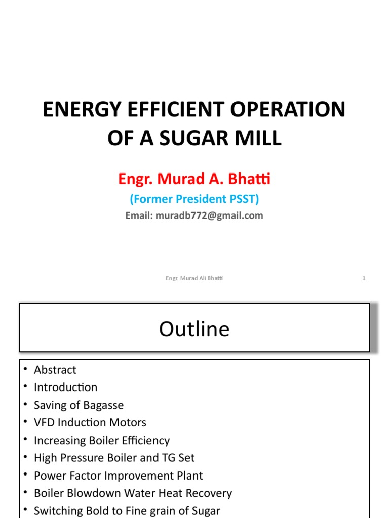 Energy Efficiency for Sugar Mills | PDF | Home & Garden | Science ...