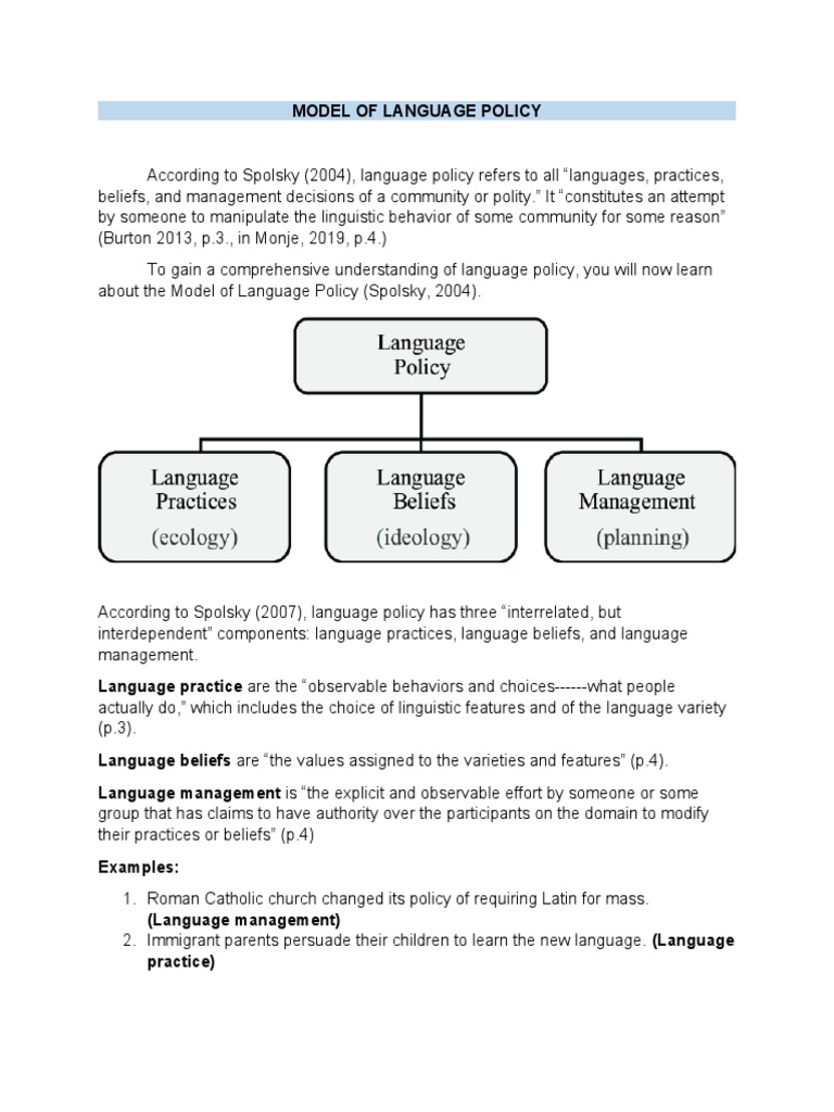 Model of Language Policy | PDF