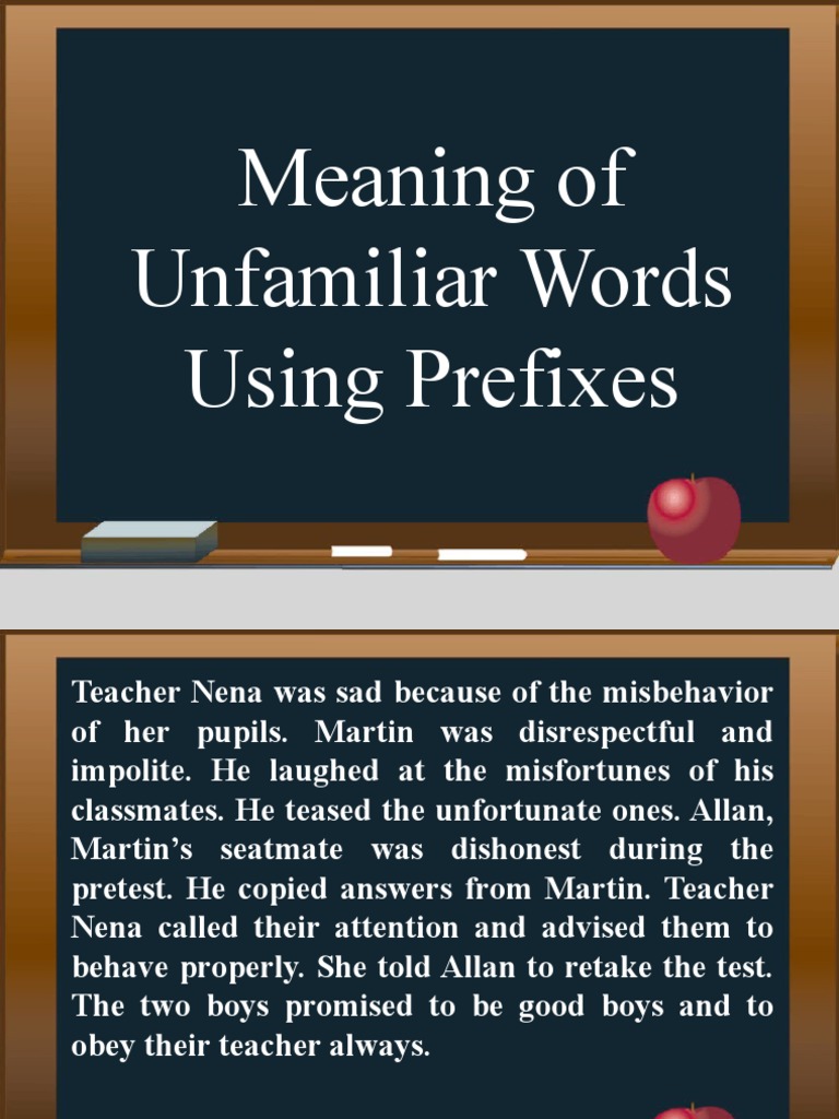 Week 2 Meaning of Unfamiliar Words Using Prefixes | PDF | Language Arts & Discipline