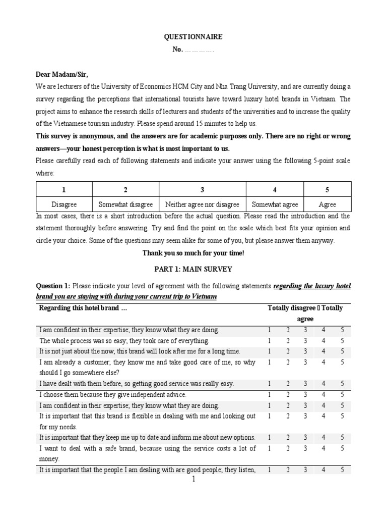 Sample of questionnaire_Vietnamese | PDF