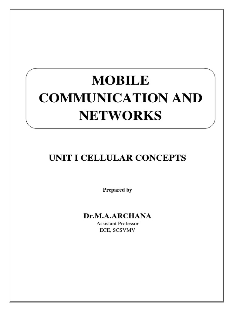 Dr.M.a.archANA - Mobile Communication Networks | PDF | 3 G | Cellular ...