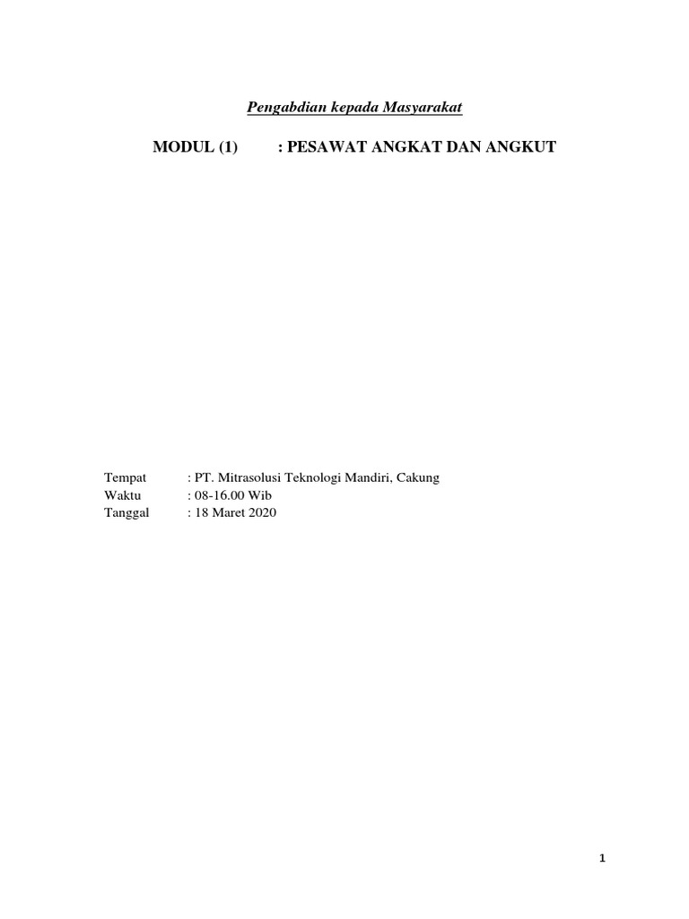Modul 1 Pesawat Angkat Dan Angkut | PDF