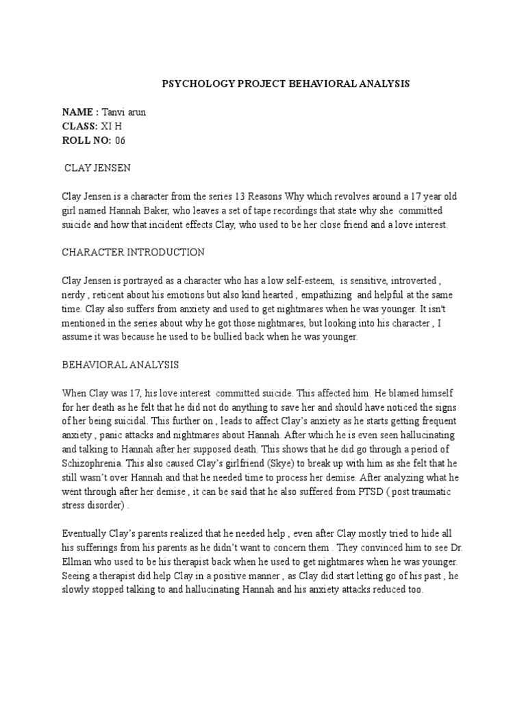 Behavior Analysis of Character | PDF | Mental Health | Psychology