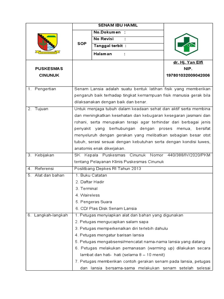 SOP Senam Lansia | PDF