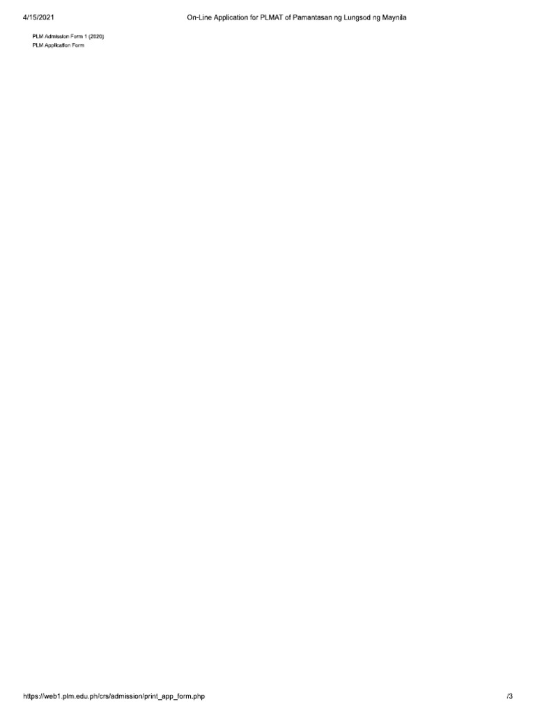 PLM Application Form | PDF