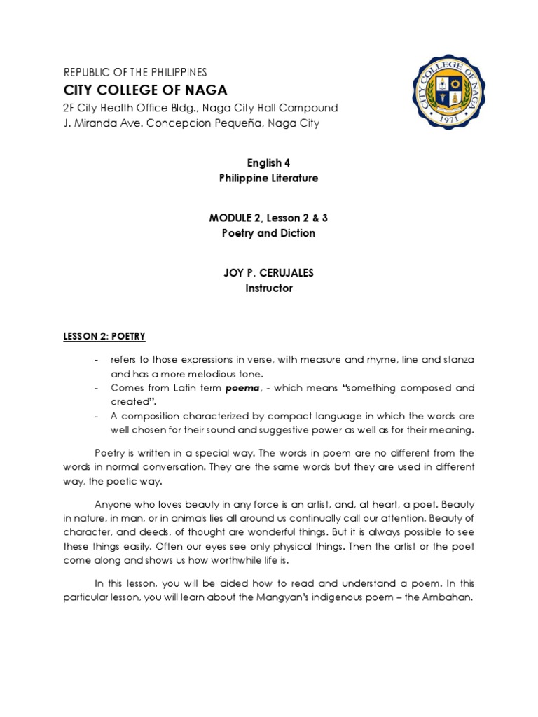 Module 2 9.4.22 - Poetry & Diction | PDF