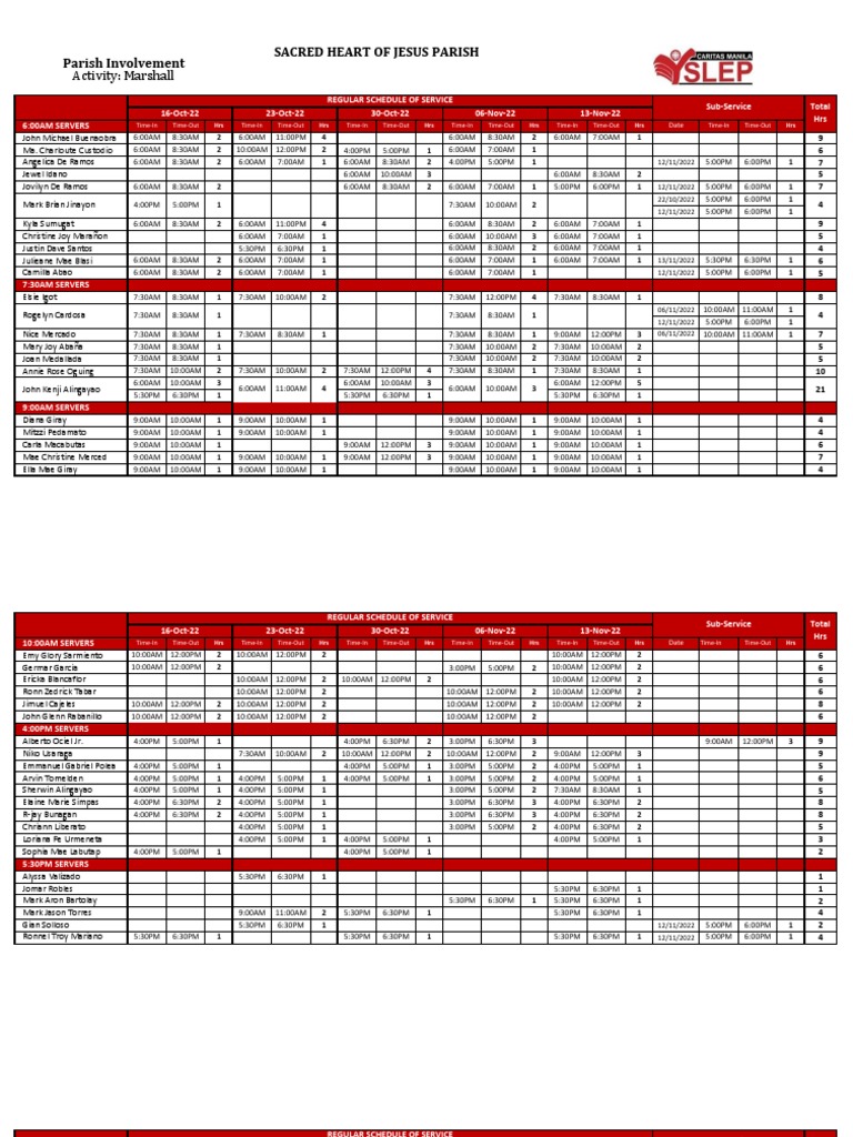 PARISH INVOLVEMENT FORM October November | PDF