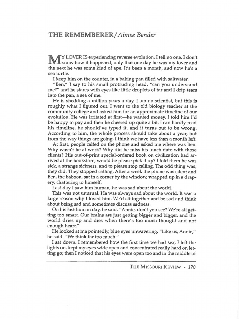 Aimee Bender, The Rememberer | PDF