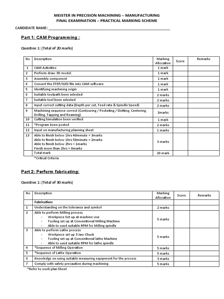 Precision Machining Exam Guide | PDF | Machining | Machine Tool
