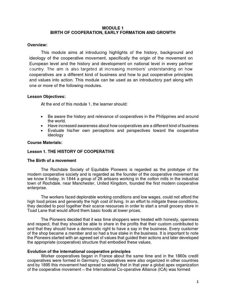 Module 1 5 FINAL 2021 | PDF | Cooperative | Cost Of Living