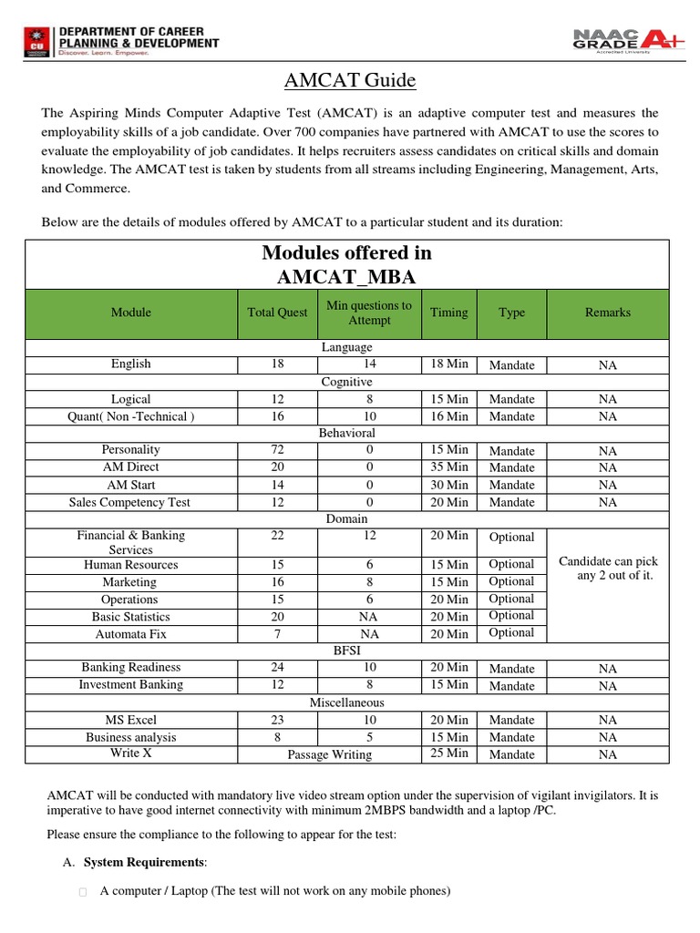 AMCAT Guide_MBA cll | PDF | Reason | Test (Assessment)