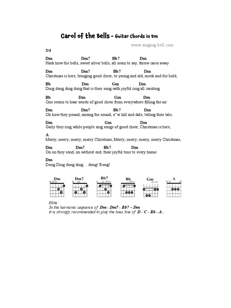 Carol of The Bells Guitar Chords - Singing Bell 2 | PDF