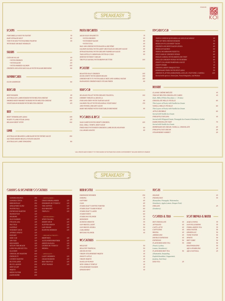 Menu Speakeasy | PDF | Hamburgers | Salad