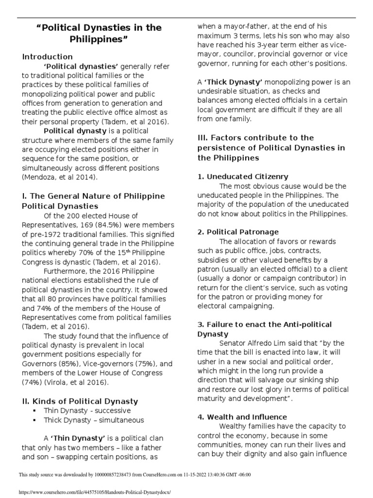 Handouts Political Dynasty | PDF