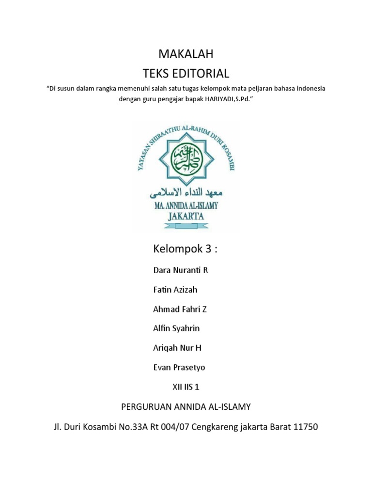 Makalah Teks Editorial | PDF