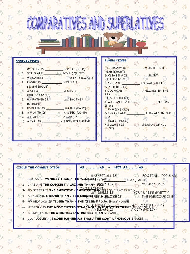 Comparatives and Superlatives Fun Activities Games - 3546 | PDF