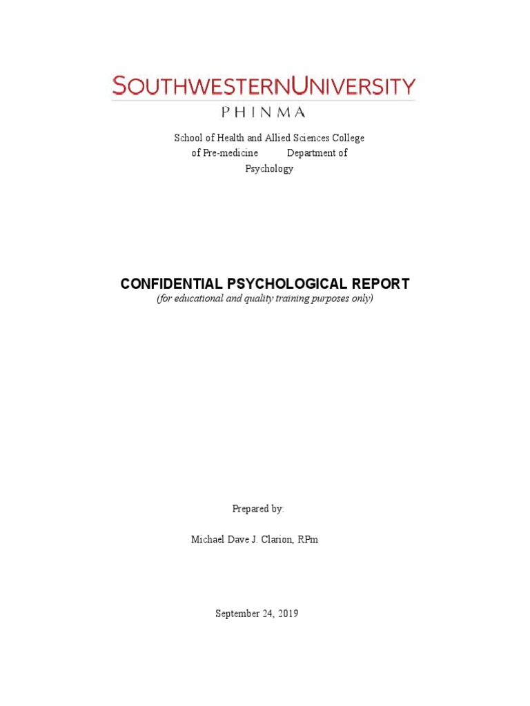Psychological Report Format | PDF
