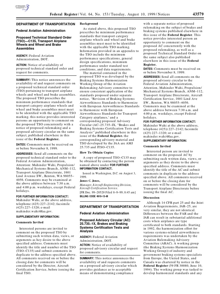 Federal Register / Vol. 64, No. 153 / Tuesday, August 10, 1999 ...