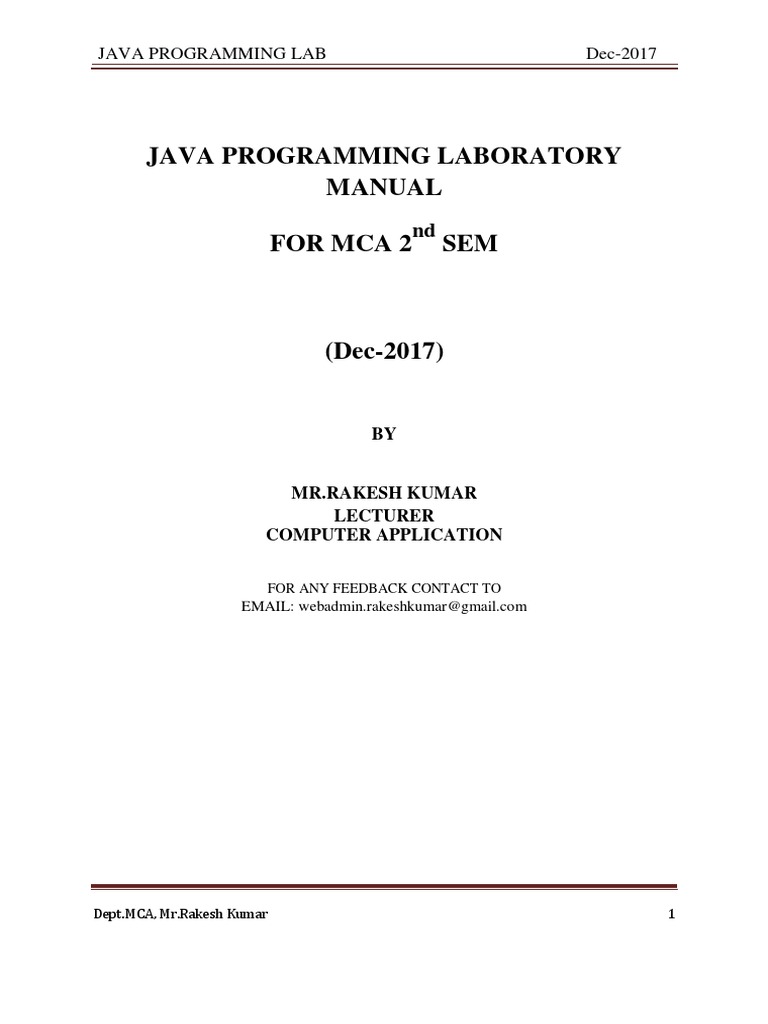 Java Programming Lab 2017 | PDF