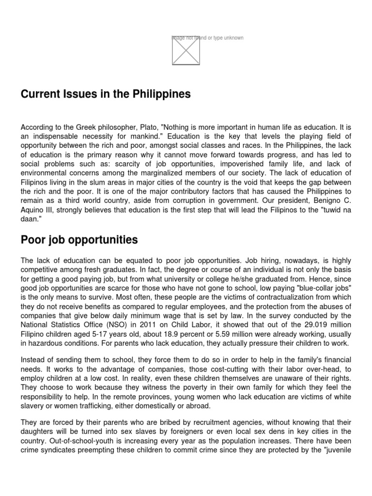 Current Issues in The Philippines | PDF | Poverty | Poverty & Homelessness