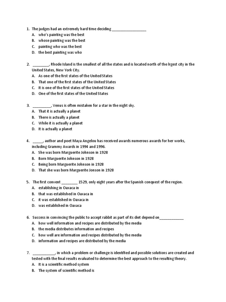 Latihan Structure Toefl Pdf Science