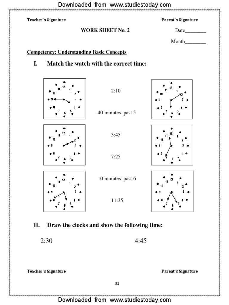 CBSE Class 3 Mathematics - Practice Worksheets 48-Time Goes On | PDF