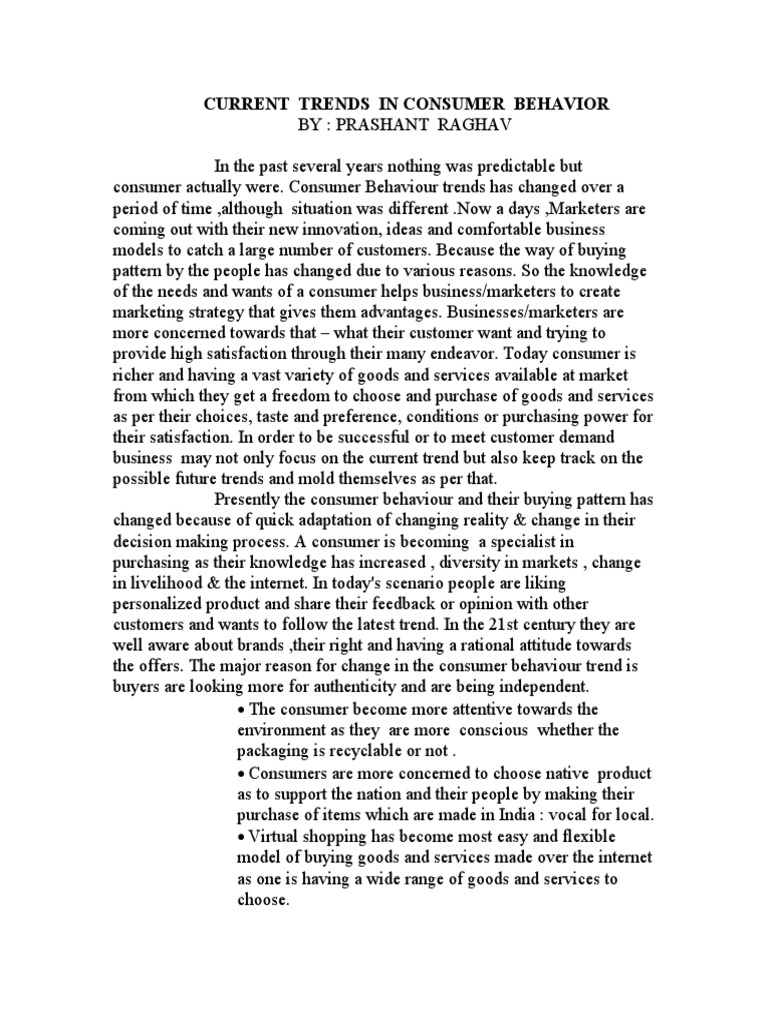 An Article On Current Trends in Consumer Behaviour | PDF | Behavior ...