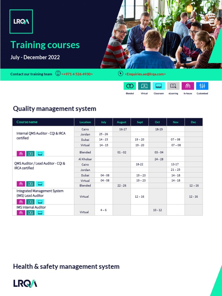 LRQA Training Calendar MEA | PDF