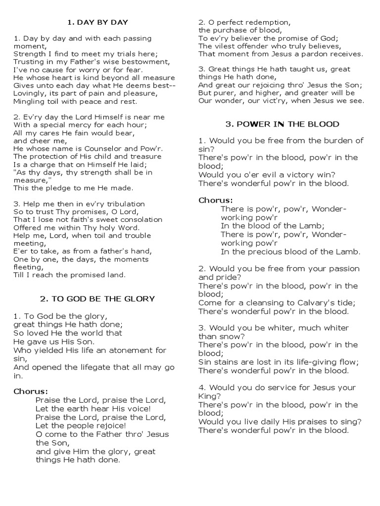Baptist Hymn Lyrics Collection | PDF
