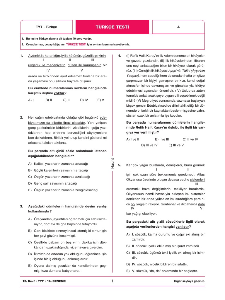 Son Deneme Tyt | PDF