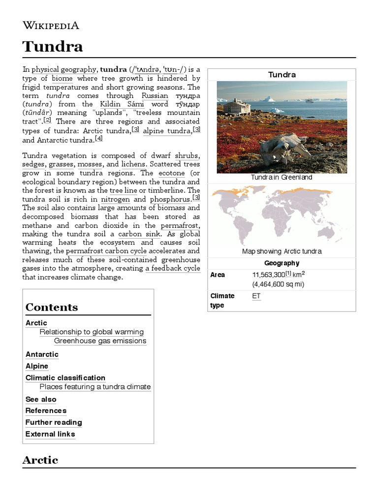 Tundra | PDF | Physical Geography | Natural Environment