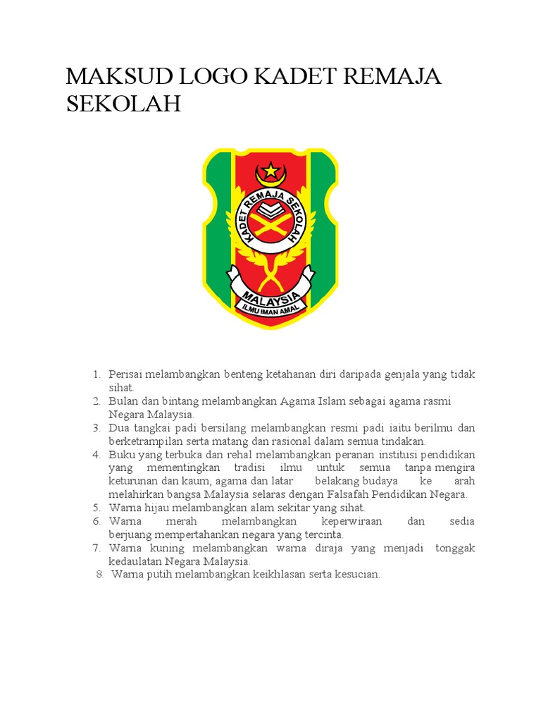 Maksud Logo Kadet Remaja Sekolah | PDF