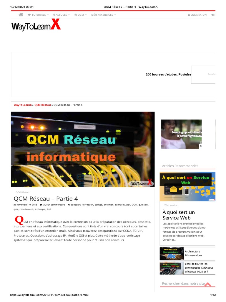 QCM Réseau - Partie 4 - WayToLearnX | PDF