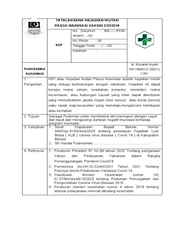 Sop Kipi Vaksin Covid | PDF
