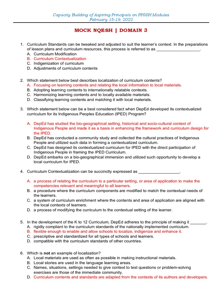 Answer Key - Domain 3 | PDF | Educational Assessment | Learning