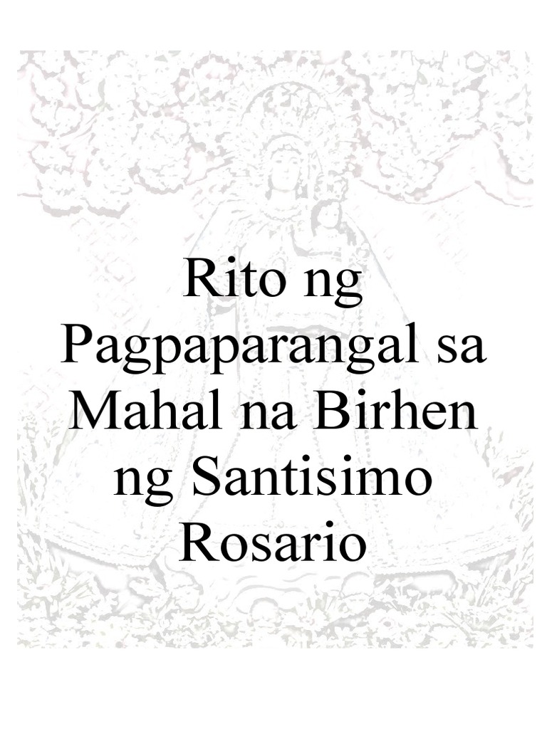 Presider's Copy Rito NG Pagpaparangal Sa Mahal Na Birhen NG Sto ...