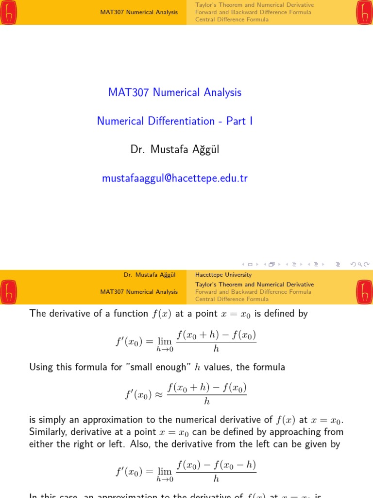 9th Numerical Differentiation - Part I | PDF | Finite Difference ...