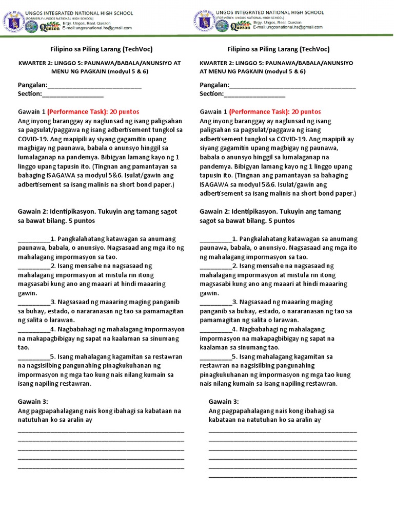Filipino Sa Piling Larang Week 5 | PDF