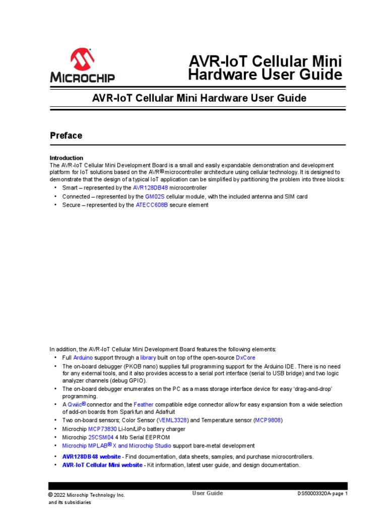 Avr Iot Cellular Mini Hw Userguide Ds50003320 2948951 Pdf