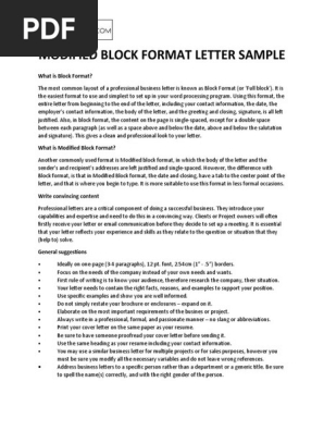 Business Letter Block Format Spacing Format 123 | PDF | Paragraph