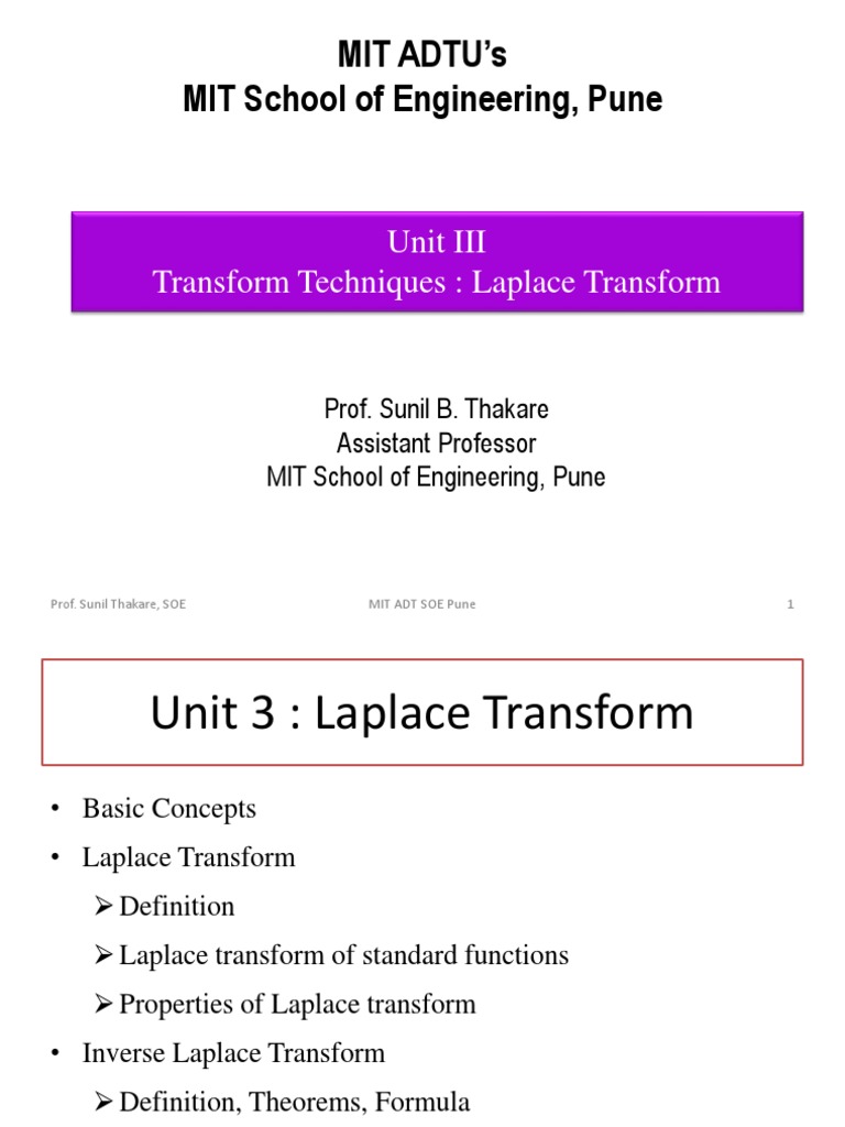 Unit-3 Laplace Transform-Lecture Notes | PDF